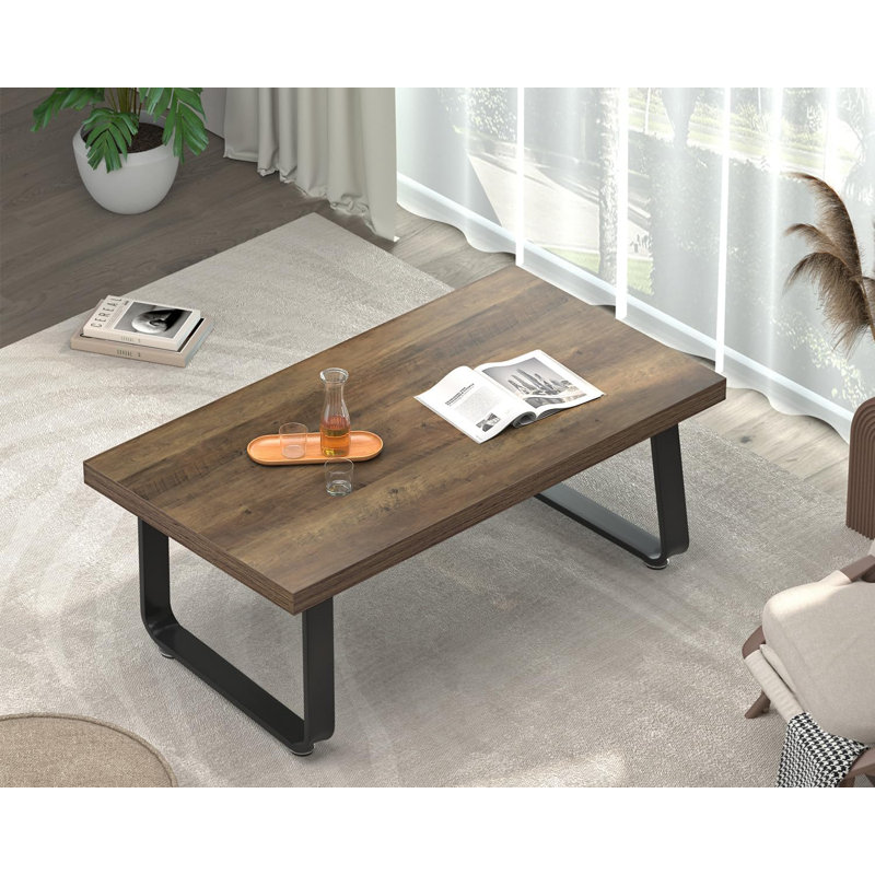 Farmhouse Coffee Table Modern Simple Oak Center Table Industrial Minimalist Rectangle Living Room Table Wood And Metal Small Coffee Tea Table For
